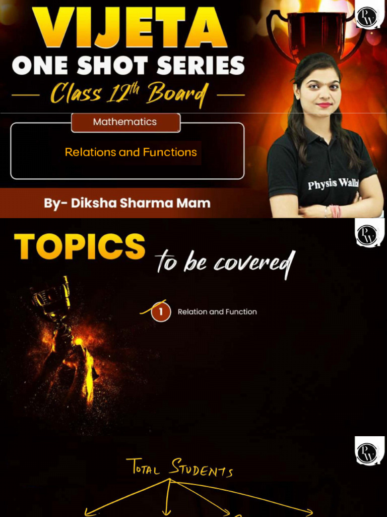 Relations And Functions Class Notes Vijeta Series Class 12th Pdf