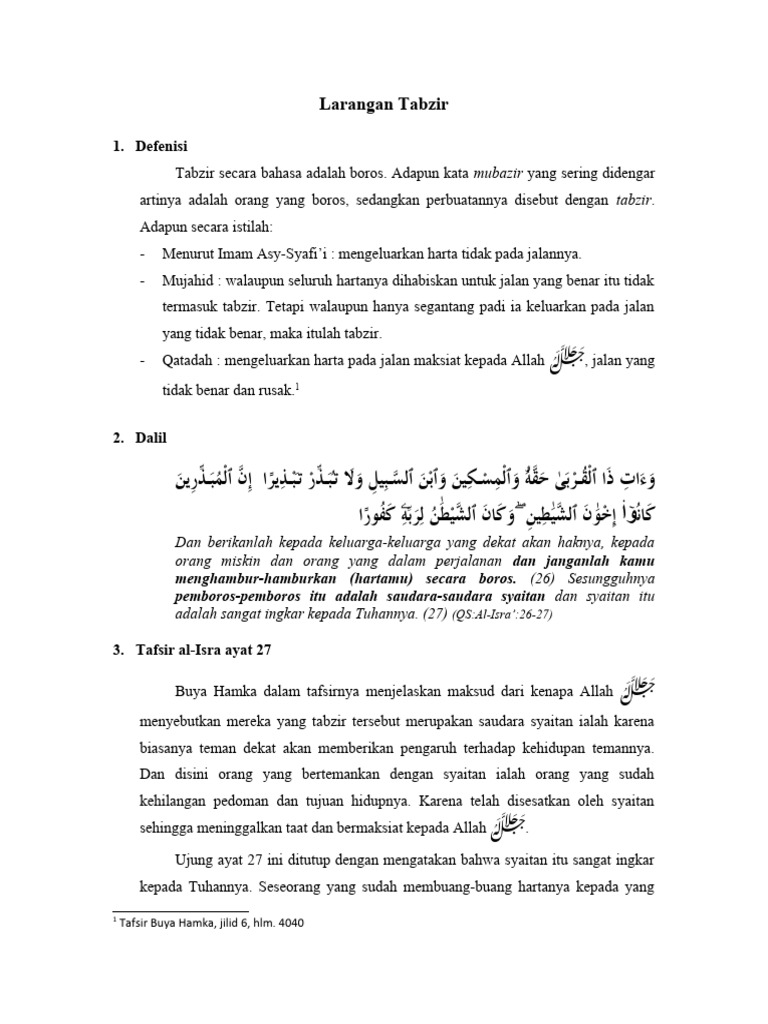 Larangan Tabzir | PDF