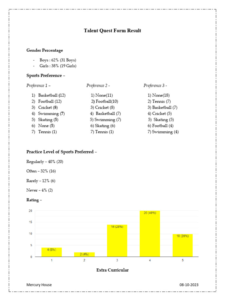 Talent Quest Form Result | PDF