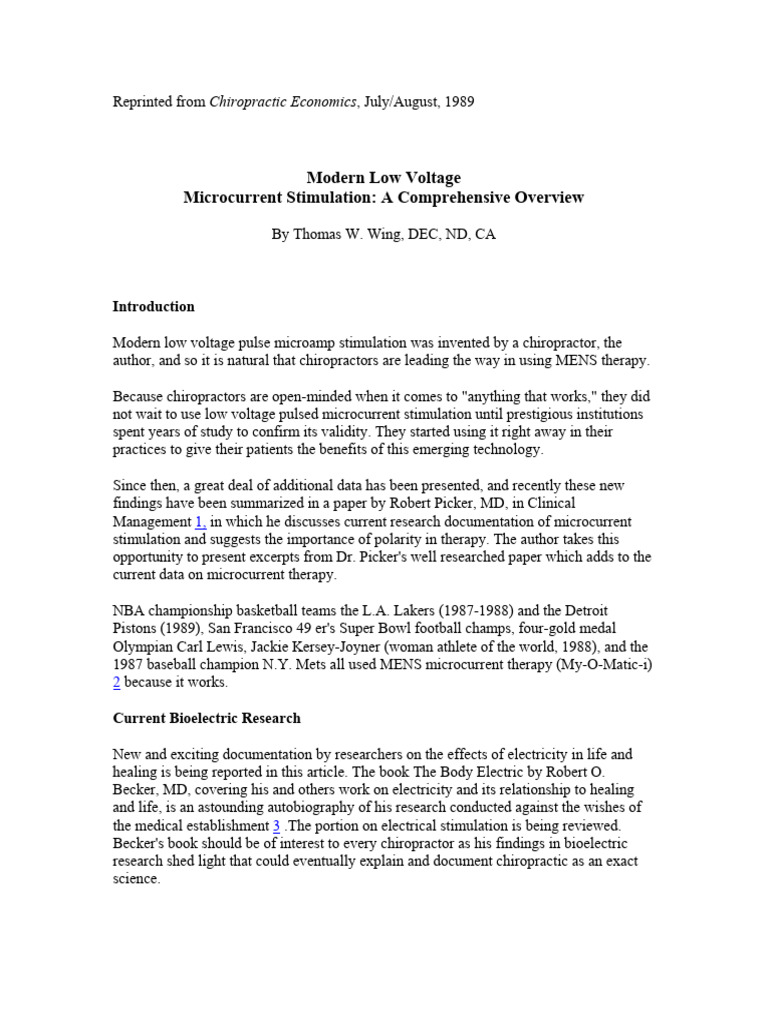 Chiropractors & Microcurrent Therapy | PDF | Electric Charge | Electron