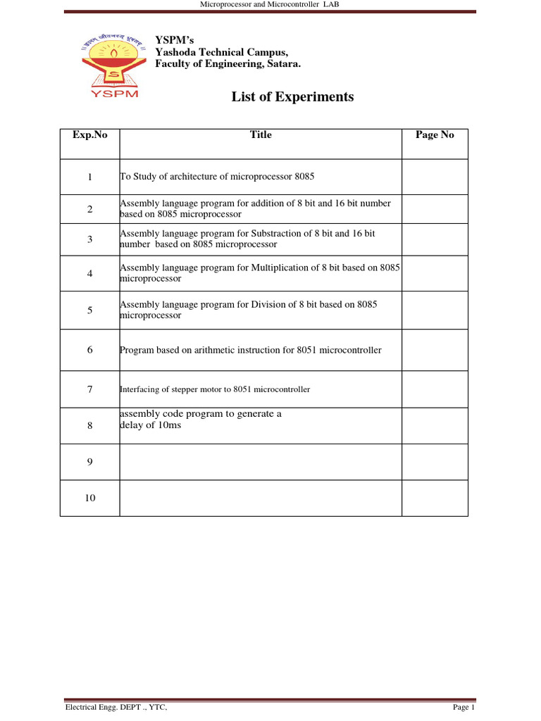 MPMC Lab Manual | PDF | Electric Motor | Central Processing Unit MPMC Lab Manual | PDF | Electric Motor | Central Processing Unit