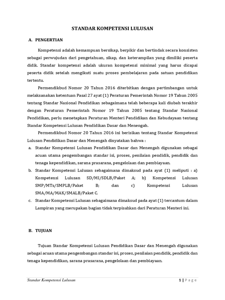 Standar Kompetensi Lulusan | PDF