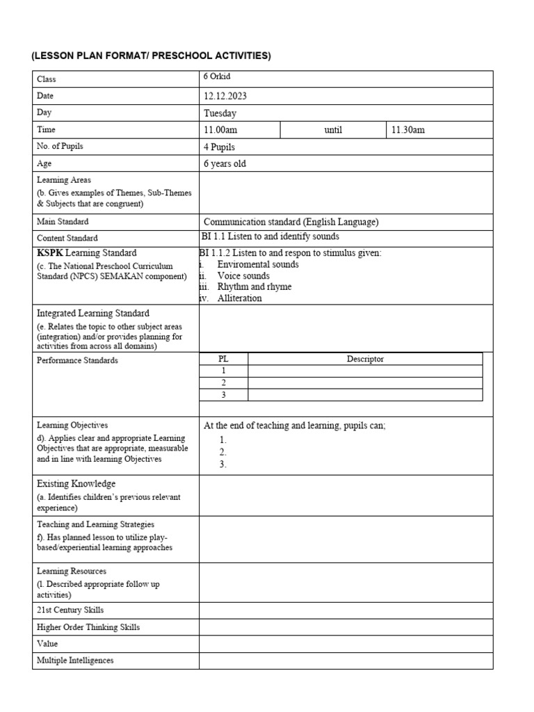 Lesson Plan Format | PDF