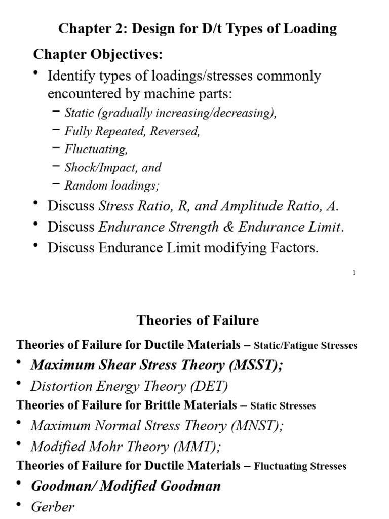 Chapter 2 Design For DT Types of Loading PDF | PDF | Strength Of Materials | Fatigue (Material)