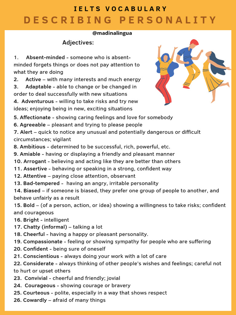 PERSONALITY IELTS Vocabulary | PDF