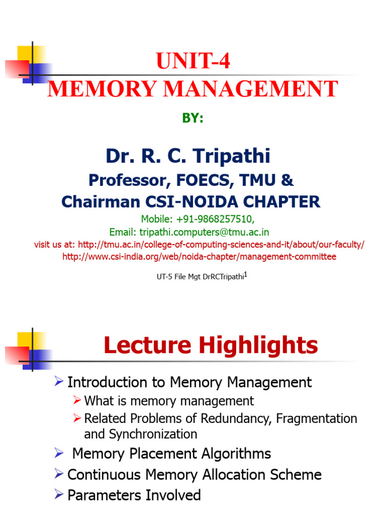 Unit-4 Memory Management | PDF | Computer Data Storage | Process ...