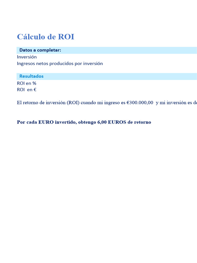 Cálculo de ROI: Inversión y Retorno | PDF