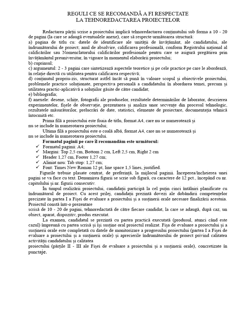 Reguli Ce Se Recomandă A Fi Respectate | PDF