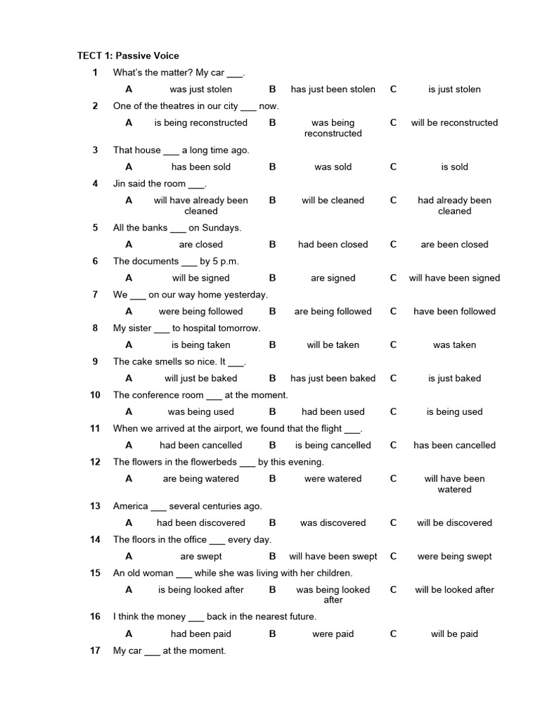 Passive Voice Test Document | PDF