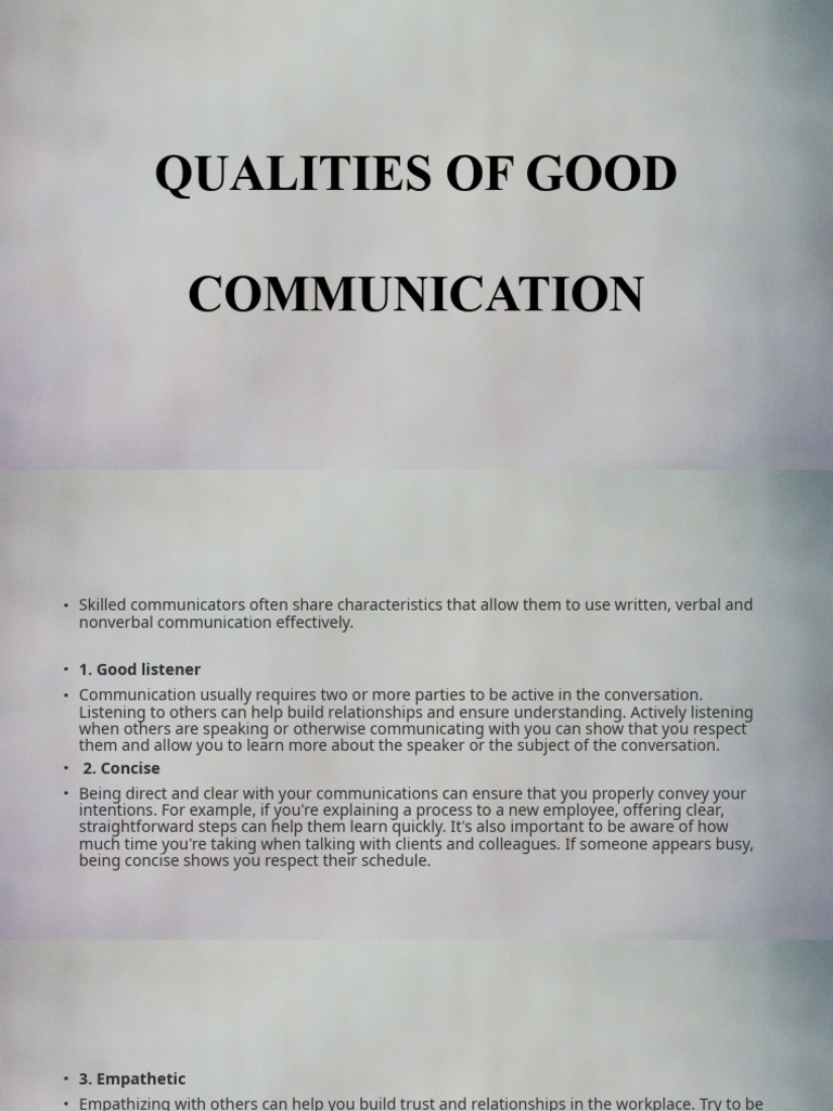 Key Qualities of Effective Communication | PDF | Communication | Body ...