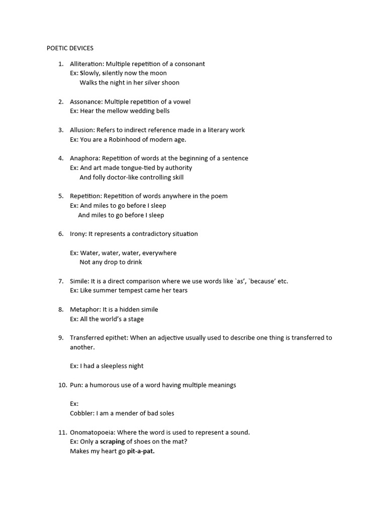 Class 10 Poetic Devices English | PDF | Poetry