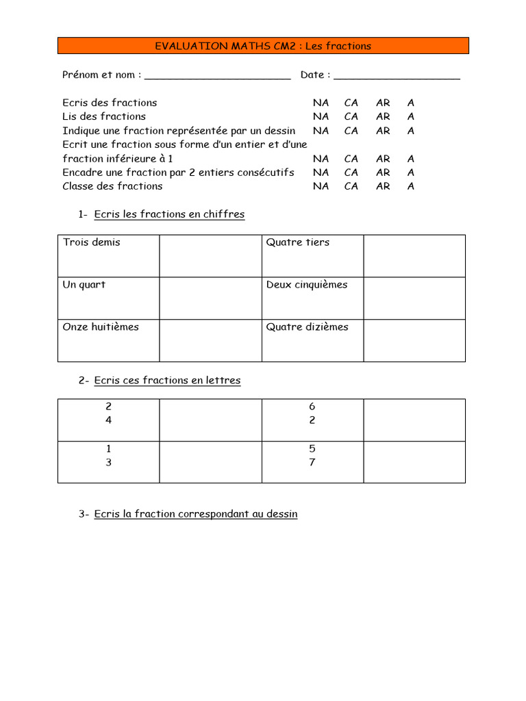 Eval Fractions Cm1-Cm2 | PDF