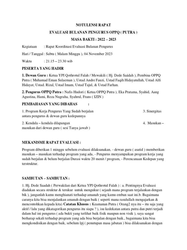Notulensi Rapat - Fiks | PDF | Karier & Perkembangan