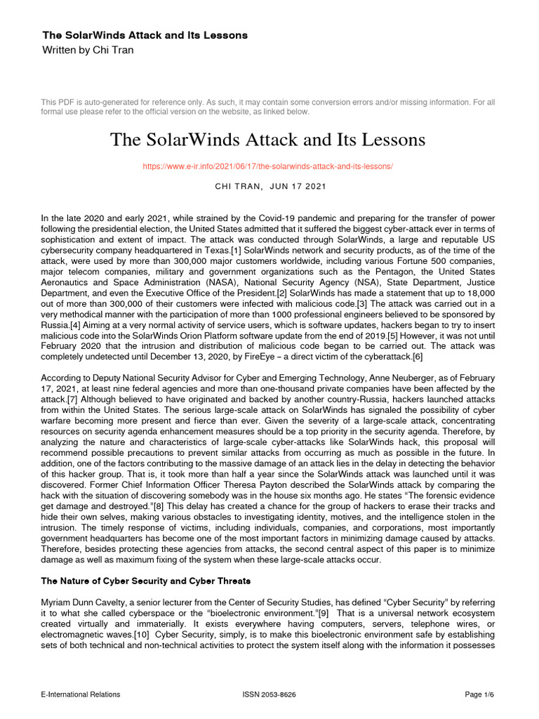 The Solarwinds Attack | Download Free PDF | Security | Computer Security