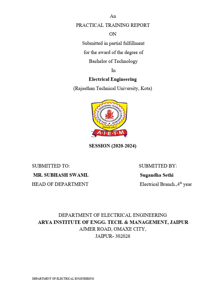 Industrial Training Report | PDF | Rechargeable Battery | Alternating Current