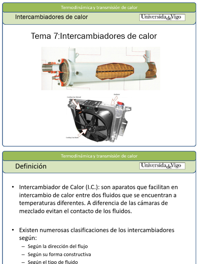 Tema 7 Intercambiadores de Calor | PDF | Intercambiador de calor | Calor