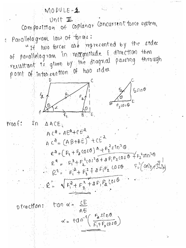 Civil - Module 1 Unit 2-Concurrent Force System | PDF