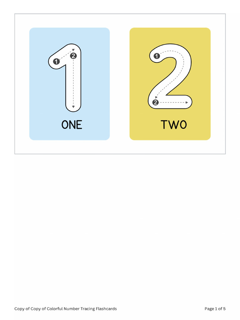 Colorful Number Tracing Flashcards | PDF