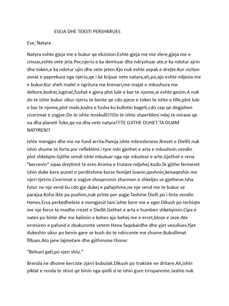 Ese Pershkruese Natyra | PDF