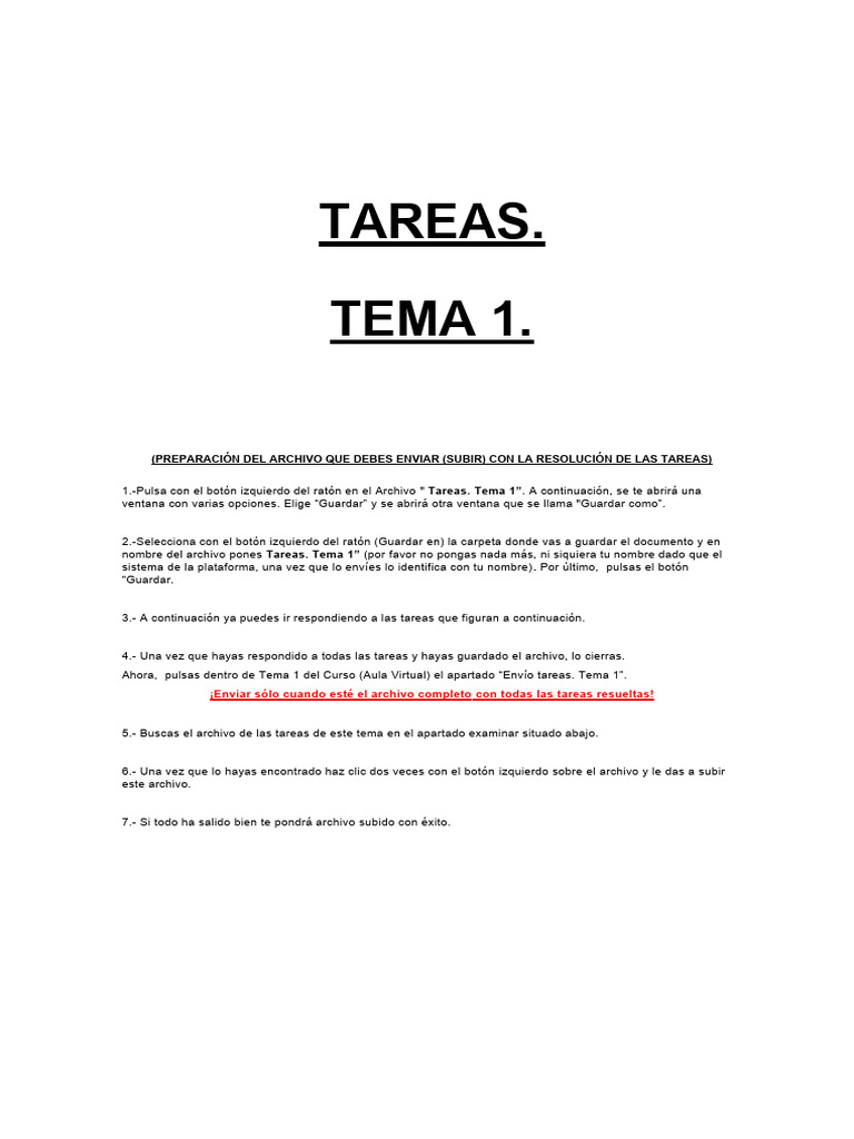Tareas. Tema 1 | PDF