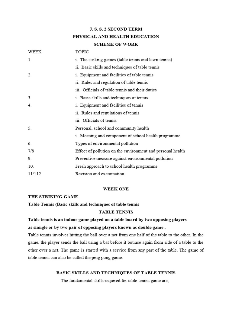 2nd Term PHE JS - 2 | PDF | Table Tennis | Referee