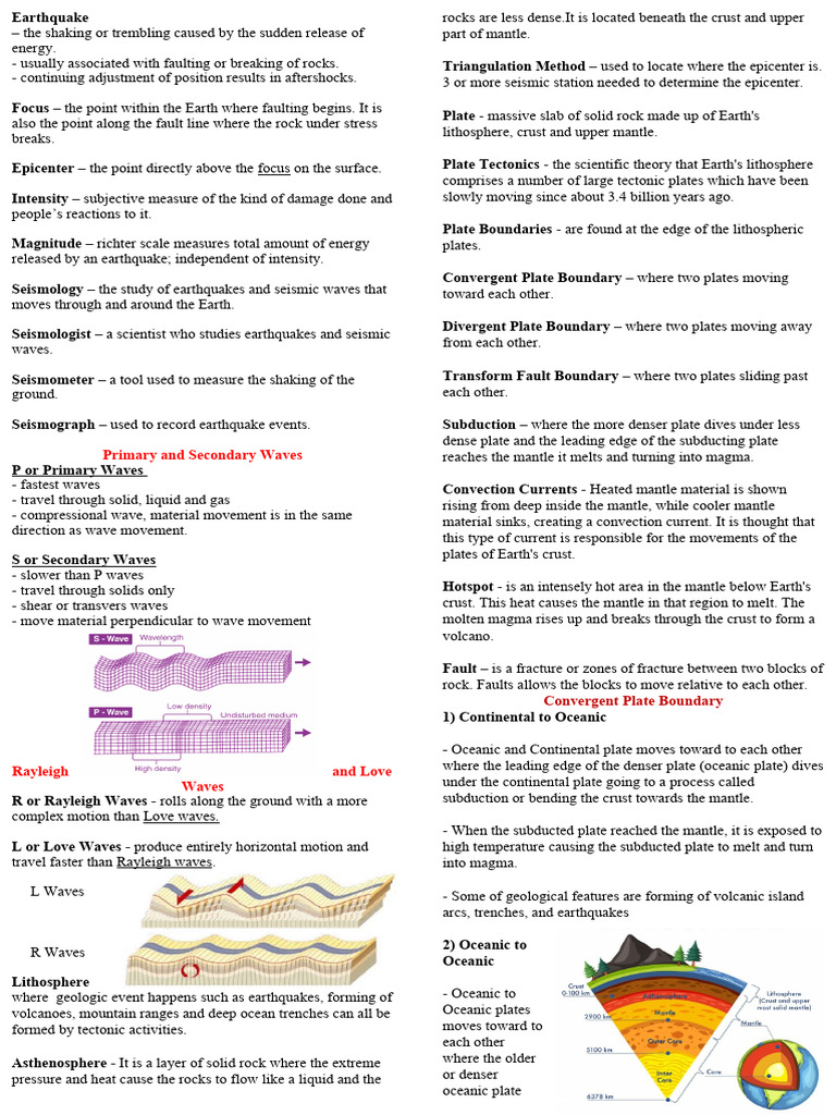 Primary and Secondary Waves: Convergent Plate Boundary | PDF | Science ...