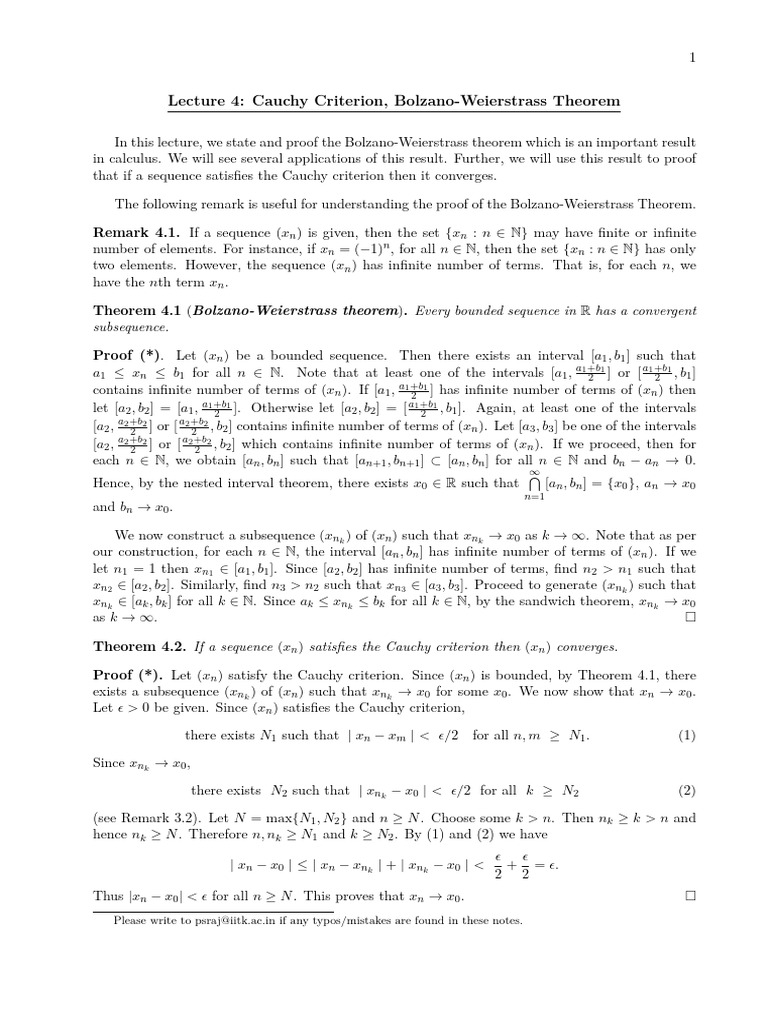Advanced Calculus Theorems | PDF | Sequence | Real Analysis