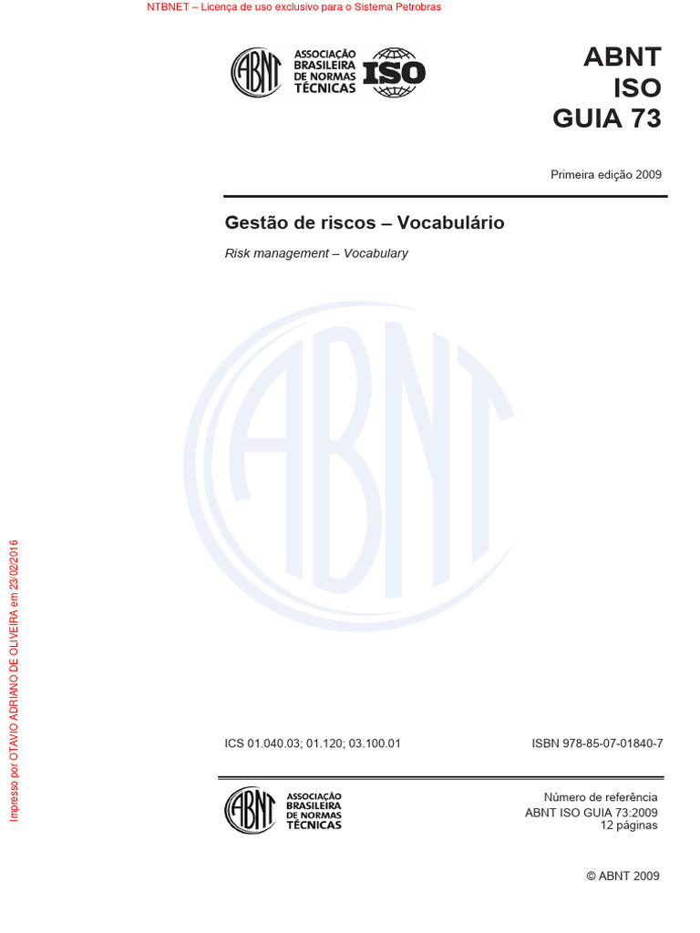 Abnt Iso Guia 73 2009 | PDF