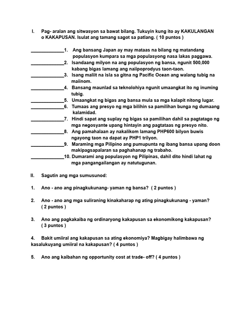 Kakaposan at Kakulangan | PDF