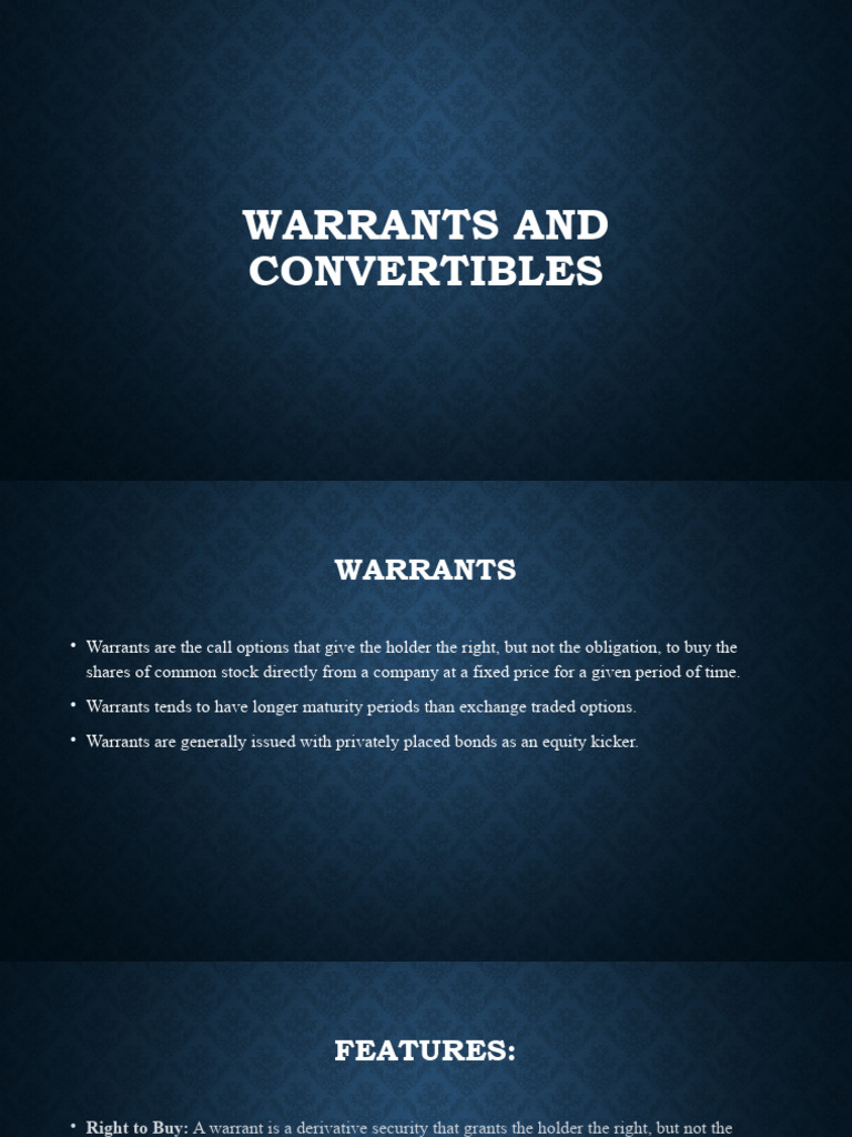 Warrants and Convertibles | PDF | Finance & Money Management