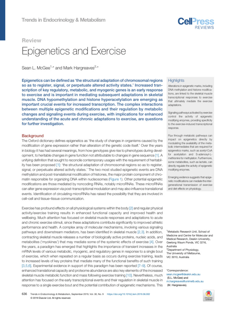 Epigenetic and Exercise | PDF