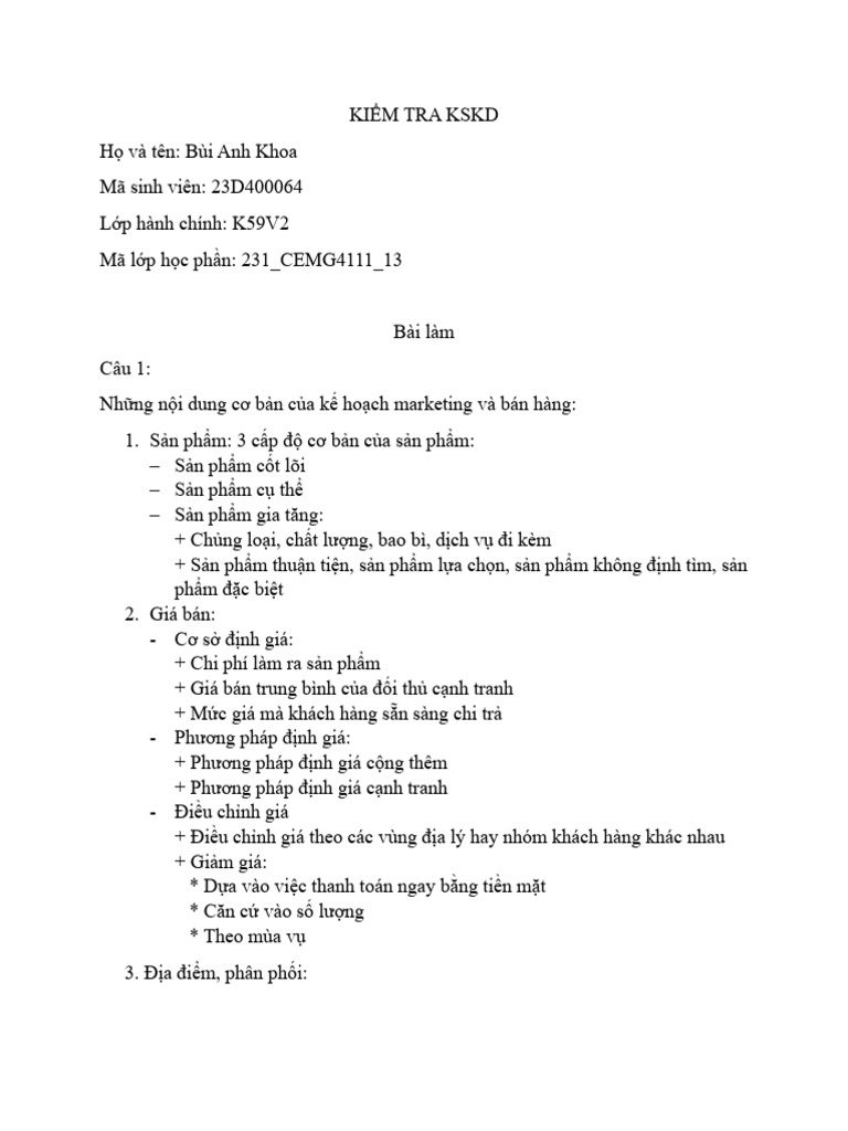 KIỂM TRA KSKD | PDF
