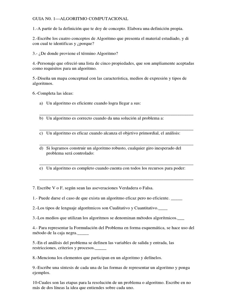 Guia Algoritmo Computacional Pdf Algoritmos Tecnologías De La