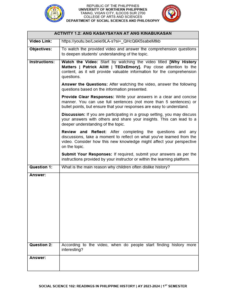 Activity 1 - Video Comprehension | PDF | Understanding | Communication