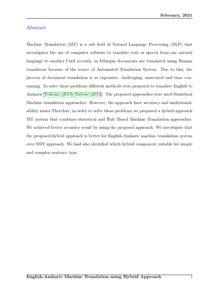 English Amharic Document Translation Using Hybrid Approach - by Samrawit Zewgneh - Addis Ababa ...