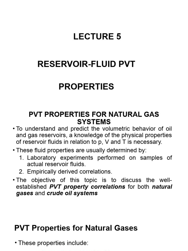 Reservoir Fluid PVT Properties | PDF