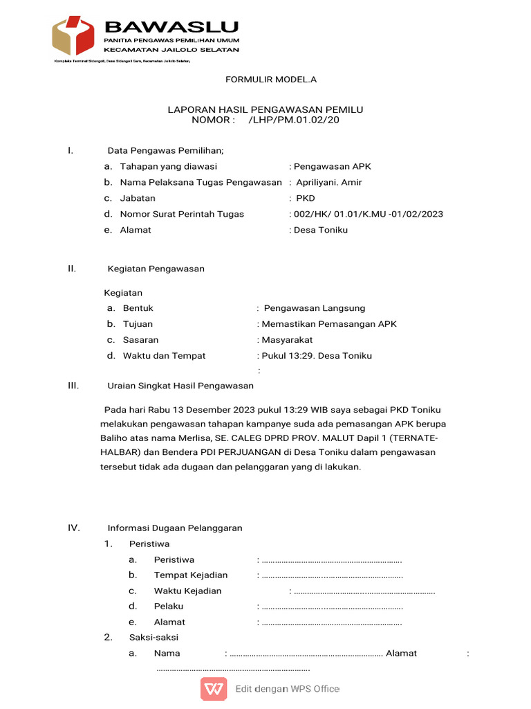 FORM A 2024 BARU-6 | PDF