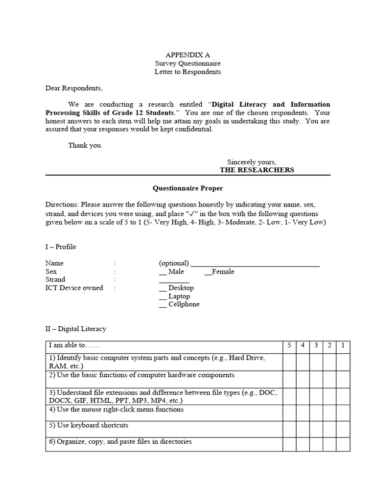 Questionnaire Template | PDF