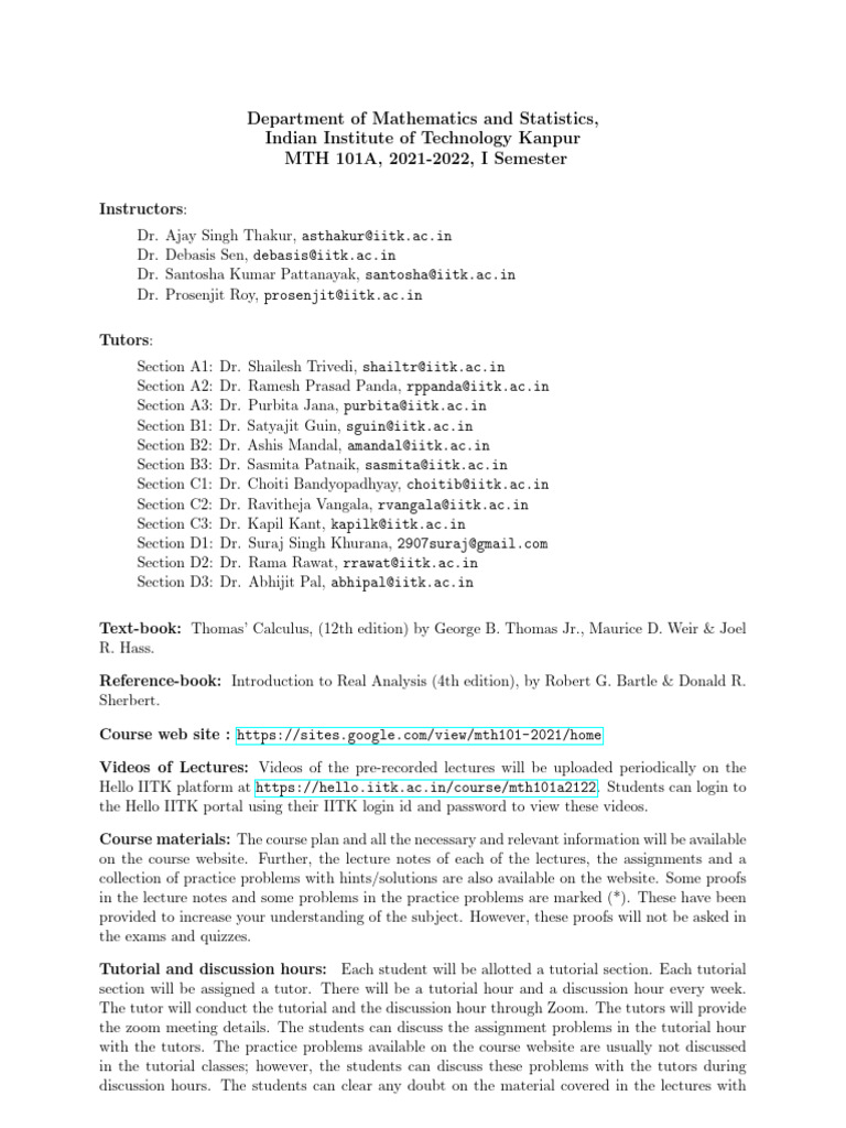 Maths101 FirstCourseHandout | PDF