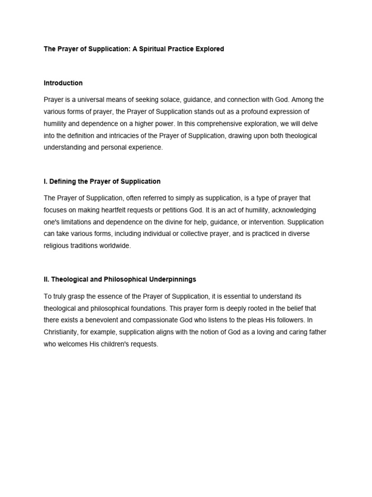 Prayer of Supplication | PDF