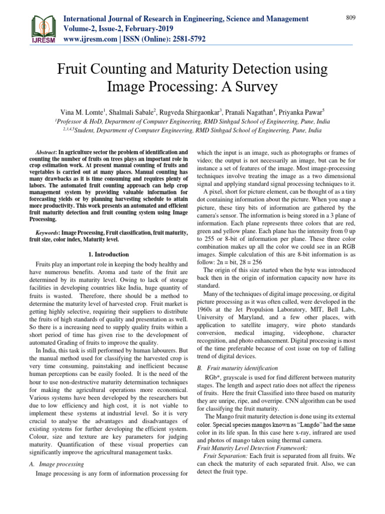 Fruit Counting And Maturity Detection Using Pdf Image Segmentation