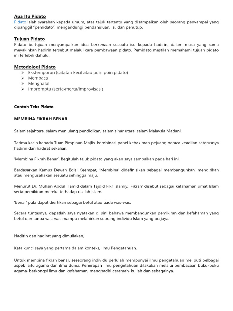 Definisi dan Tujuan Pidato | PDF