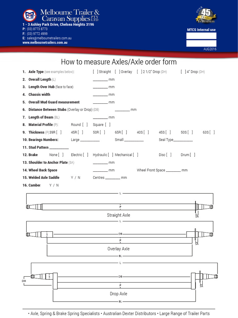 Axle Measurement Order Form Guide | PDF | Technology & Engineering