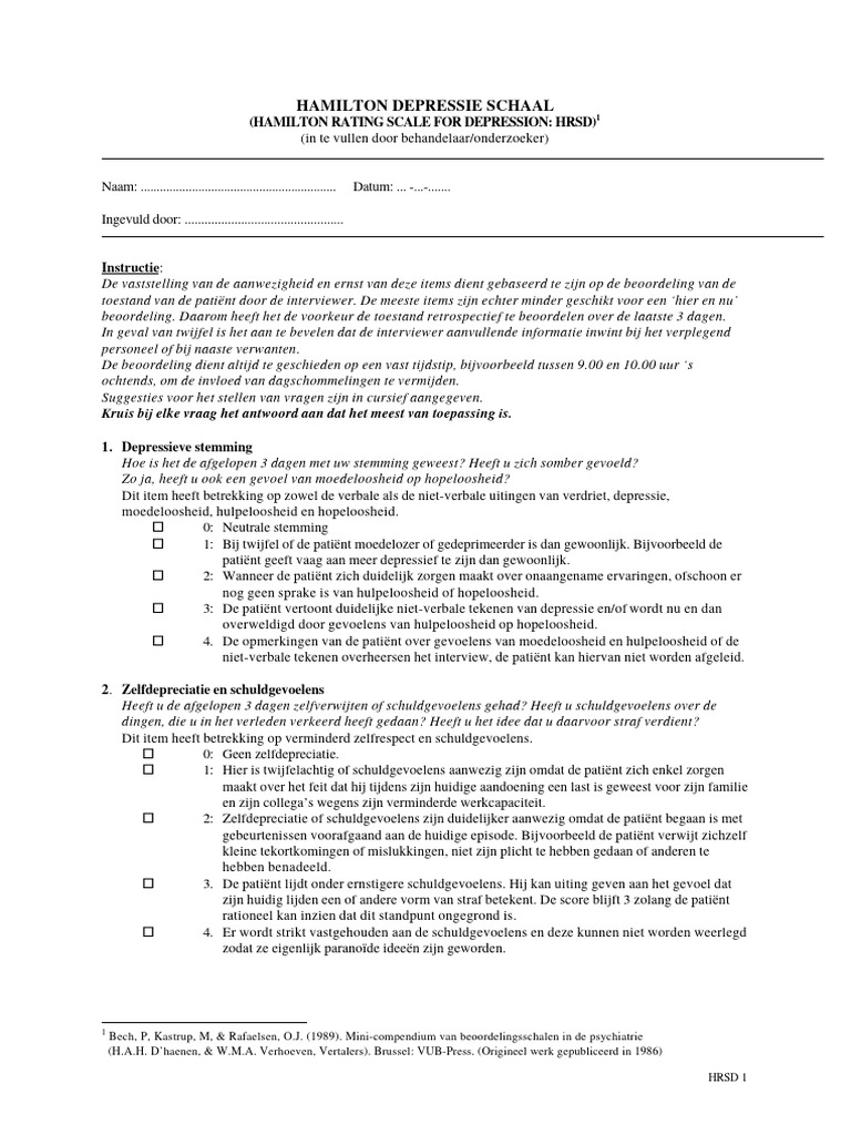 HAMD Depressie | PDF