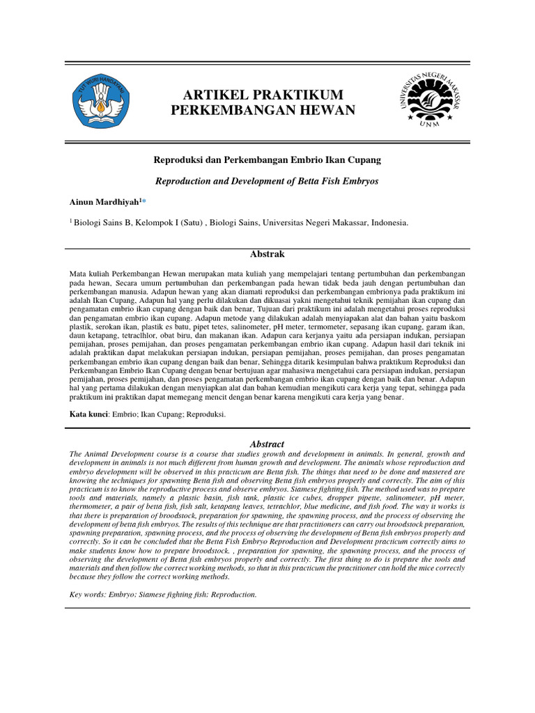 perkembangan embrio ikan | PDF