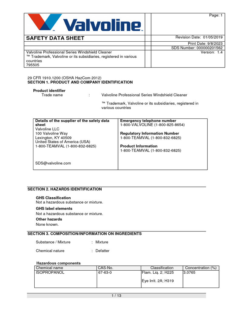 VPS WINDSHIELD CLEANER 12 - 10 FOZ 000000000000795505 United States ...