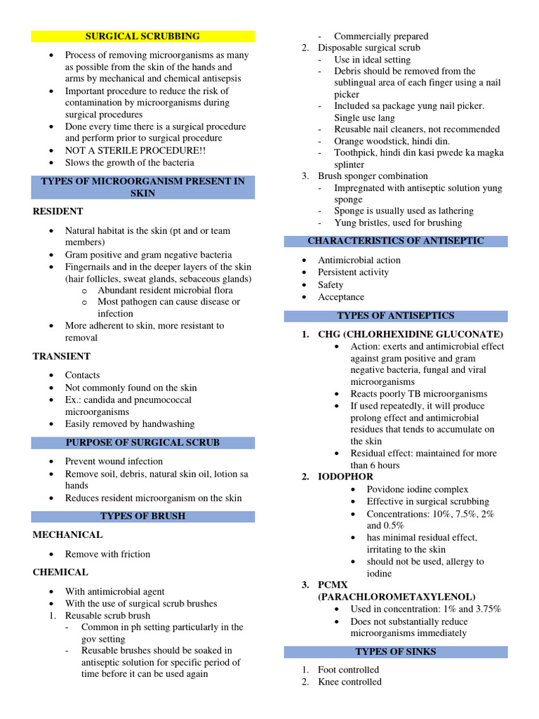 Surgical Scrubbing Techniques and Guidelines | PDF