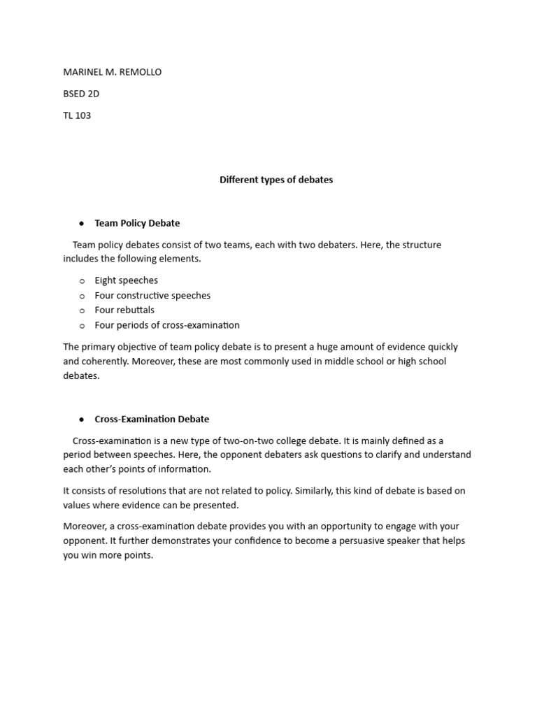 Different Types of Debates | PDF | Public Speaking | Public Sphere