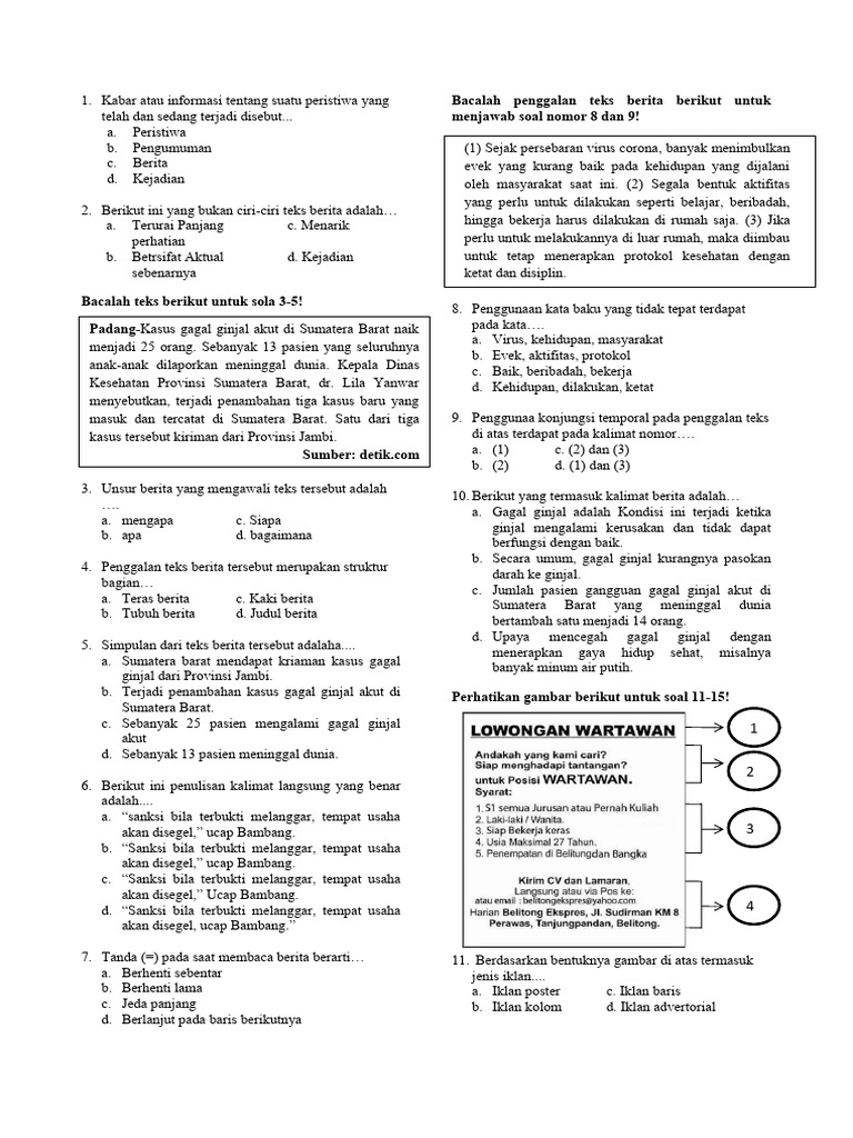 Soal Semester Ganjil Kelas Viii 2023 2024 | PDF