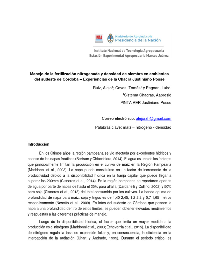 Inta Maiz Fertn Secba 18 | PDF | Fertilizante | Agricultura